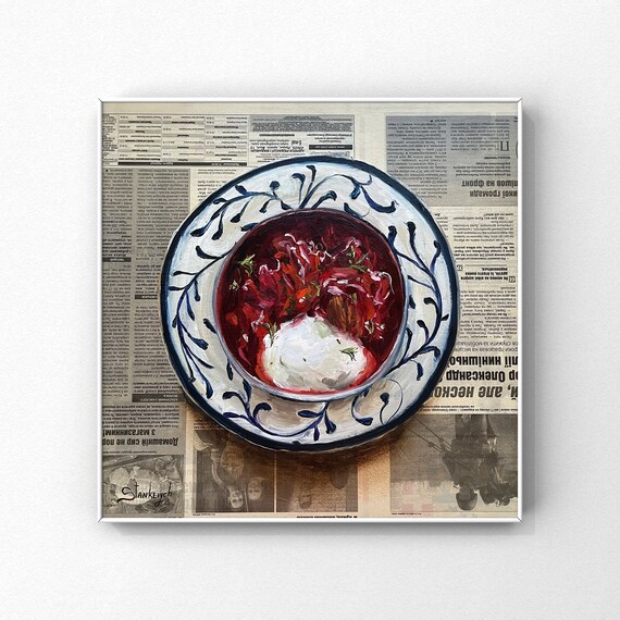Borscht Painting Original Oil Painting Newspaper Art Food - Etsy