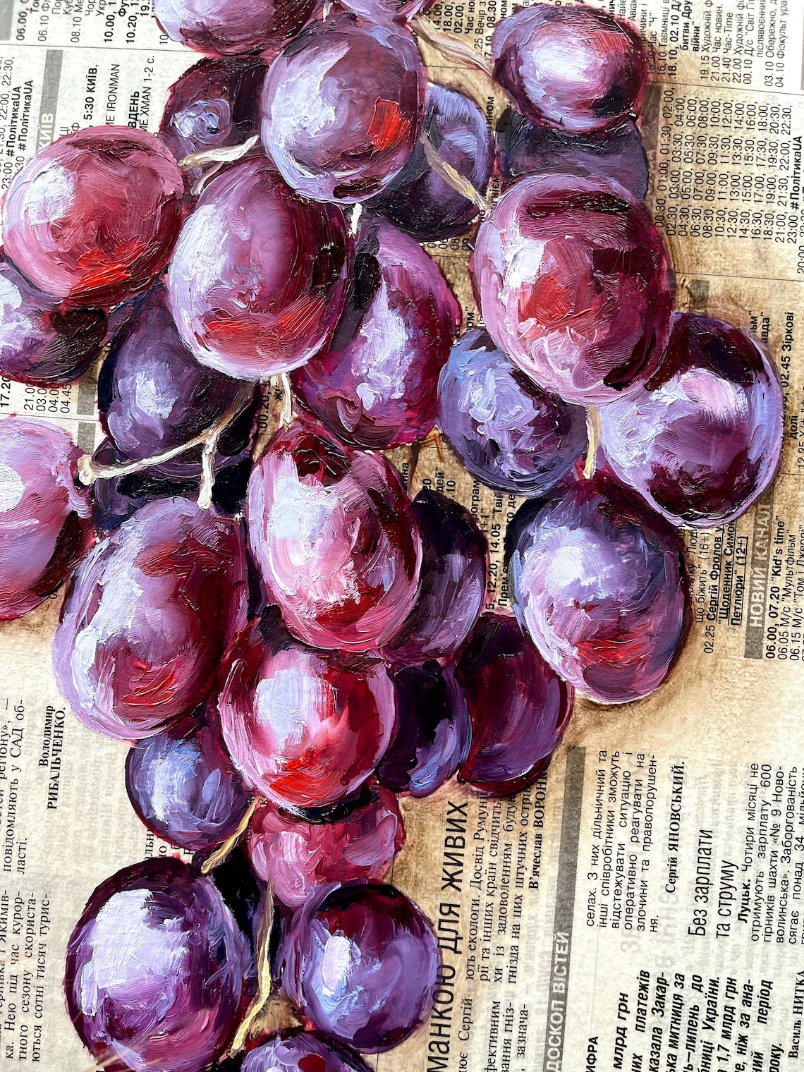 Grape Painting Original Oil Painting Grape Wall Art Fruit - Etsy