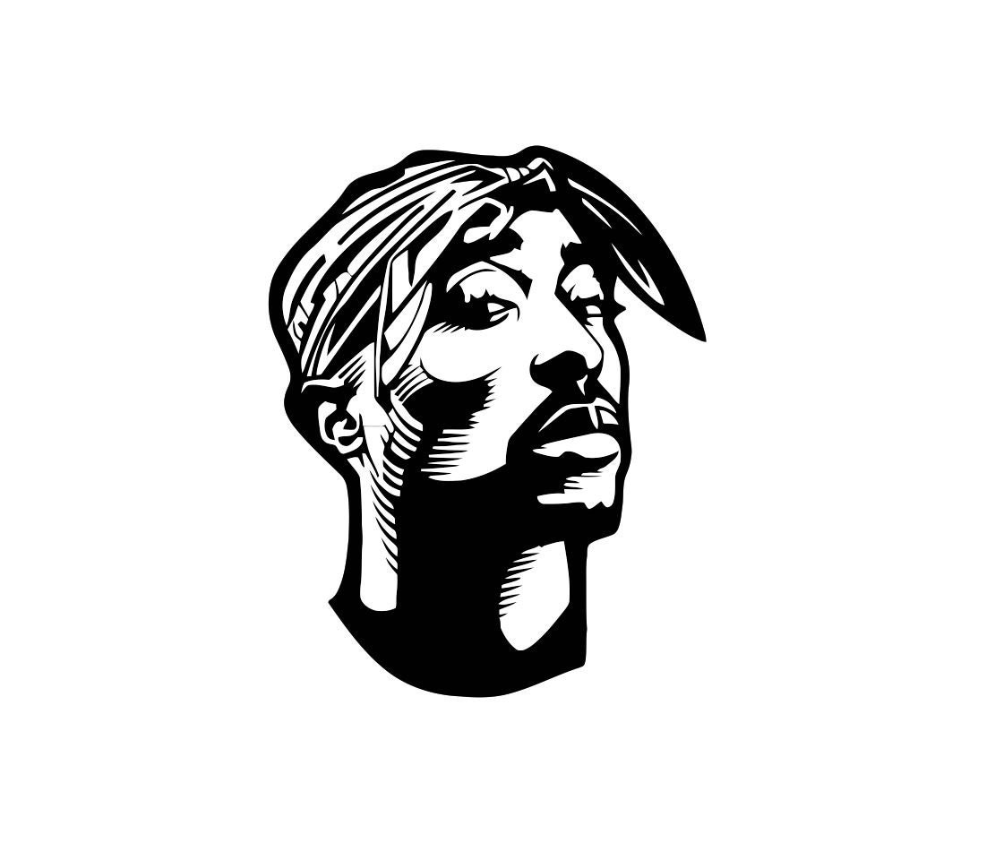 Tupac Stencil Black And White