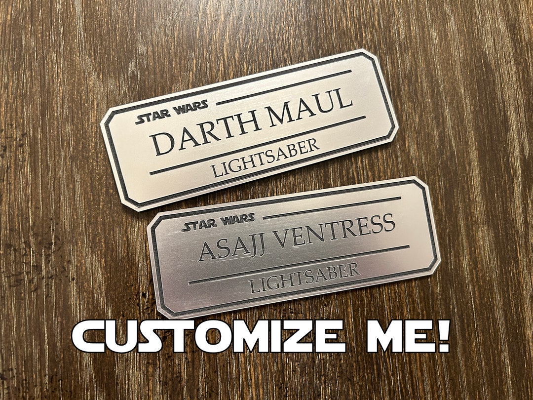 Prop Name Plate Large 1.7x5 Lightsaber Name Plate/name Plaque. for Your ...