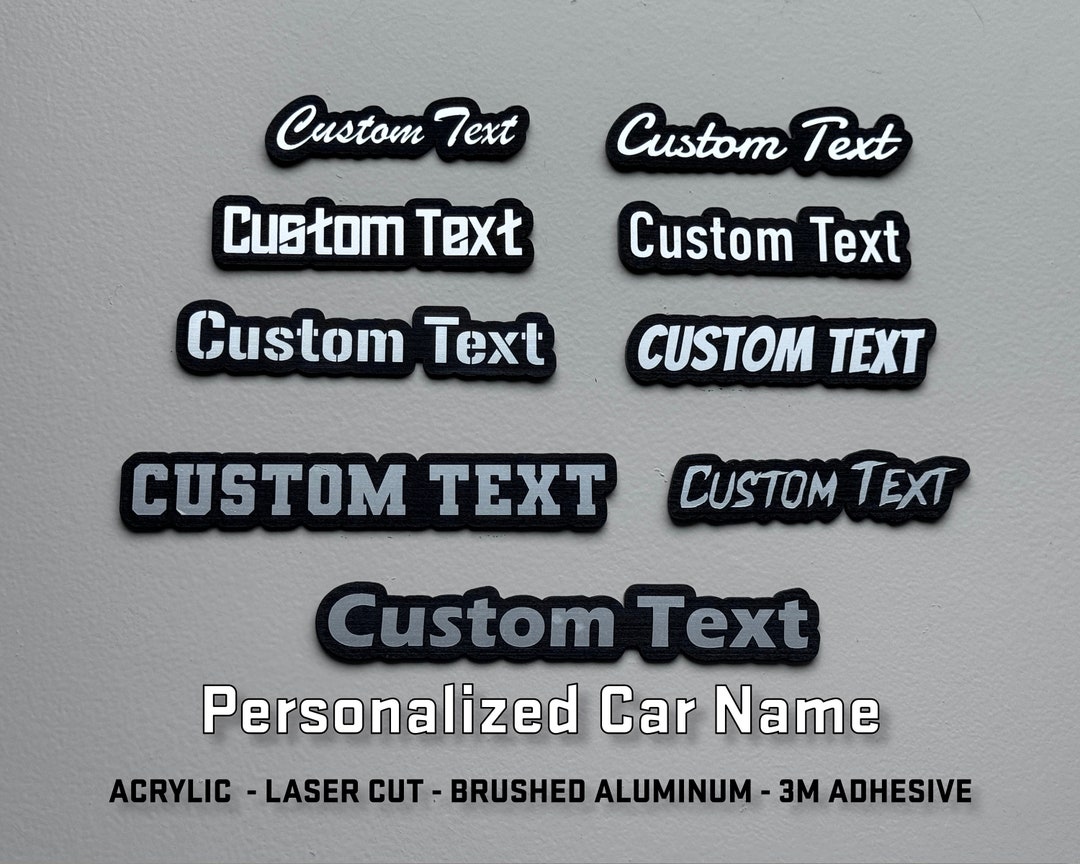 Custom Engraved Car Name Emblem Badge Black With Brushed Silver ...