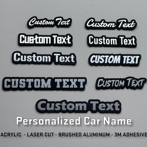 Custom Engraved Car Name Emblem Badge Black With Brushed Silver ...