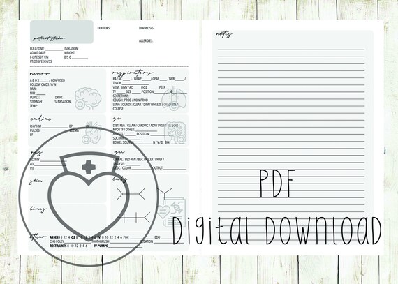 Nursing report sheet template / nurse report sheet template | Etsy