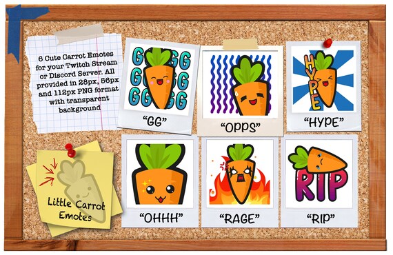 6 Cute Kawaii Carrot Themed Twitch Stream Emote Set | Etsy