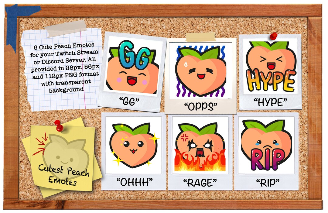 6 Cute Peach Themed Twitch Stream Emote Set - Etsy