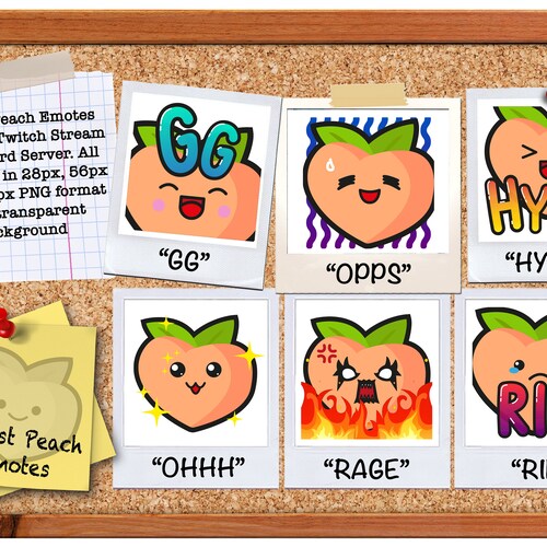6 Cute Peach Themed Twitch Stream Emote Set - Etsy