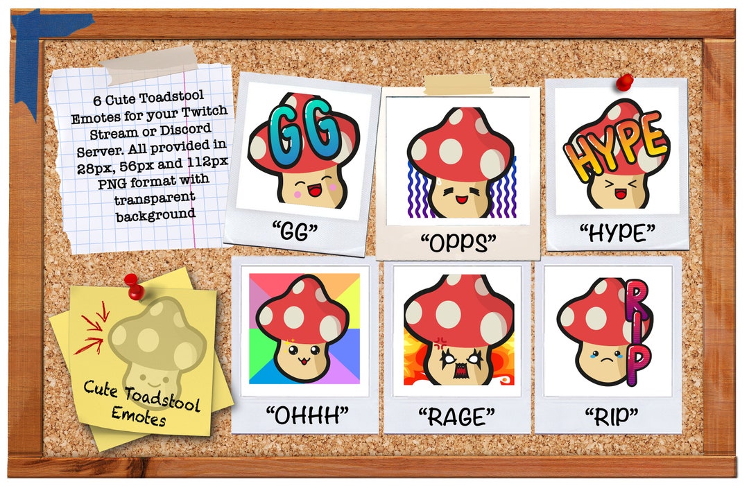 6 Cute Toadstool Themed Twitch Stream Emote Set - Etsy