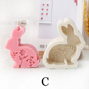 Forest Rabbit Silicone Mold-flower Rabbit Candle Mold-cute Rabbit ...
