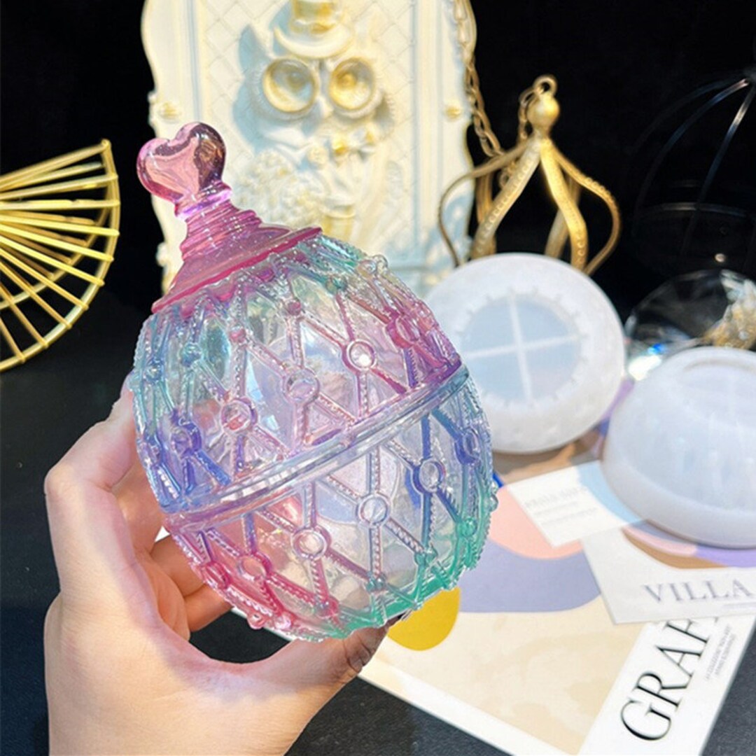 Heart Box Silicone Mold-egg Shaped Trinket Box Mold-oval Storage Box ...