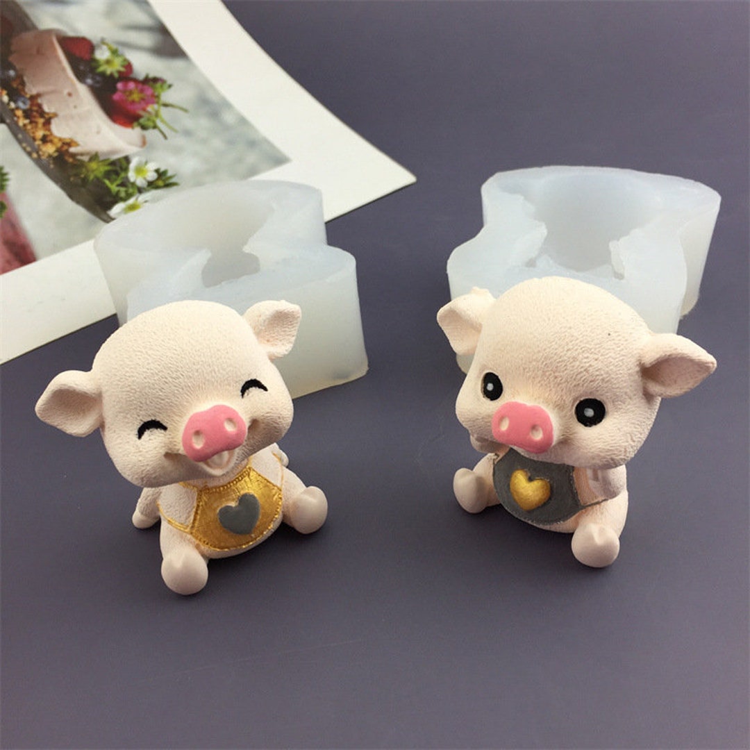 Pig Fondant Silicone Mold-happy Pig Chocolate Mold-cute Piggy Resin ...