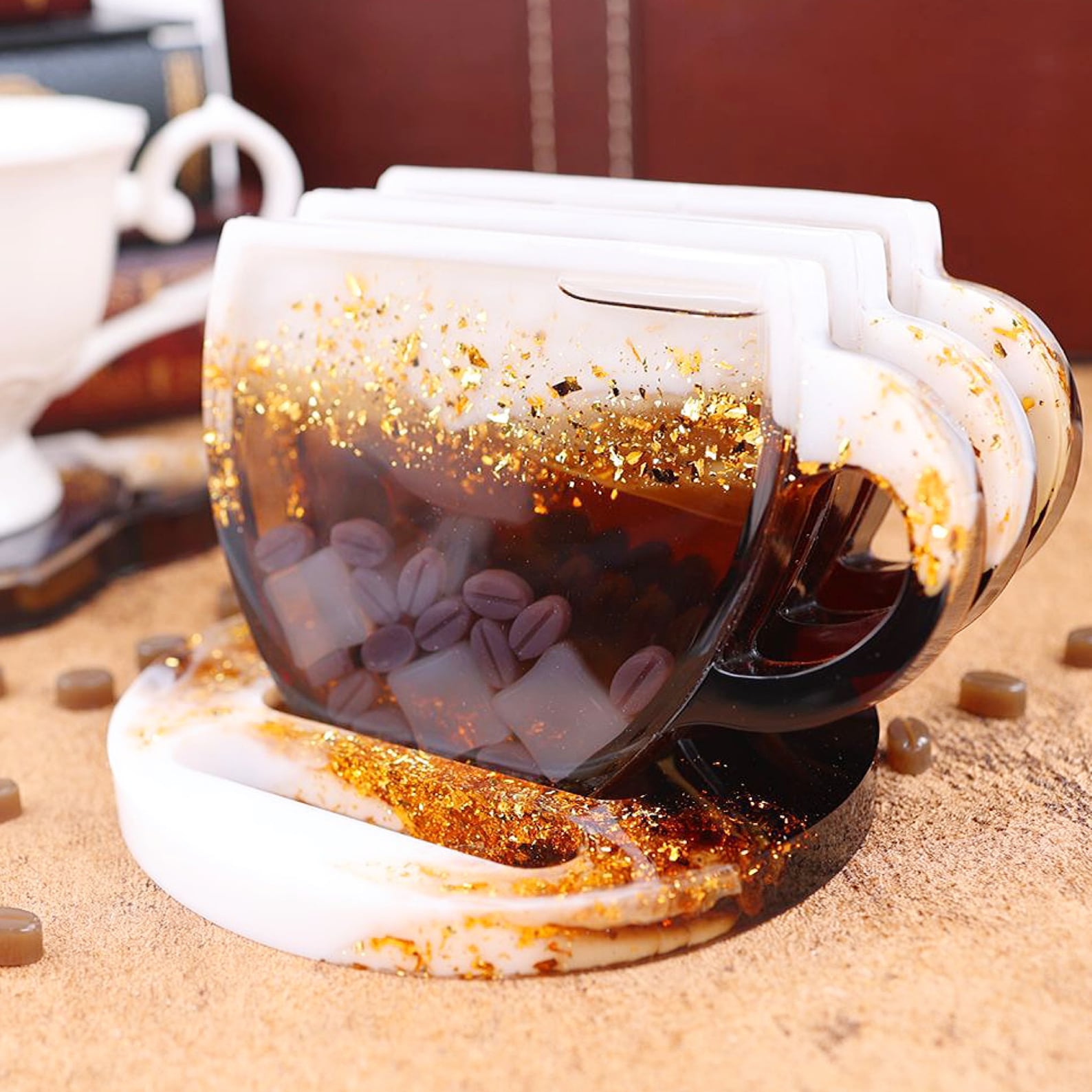 Coffee Cup Quicksand Mold-cup Shaker Resin Mold-coffee Cup Coaster Mold ...
