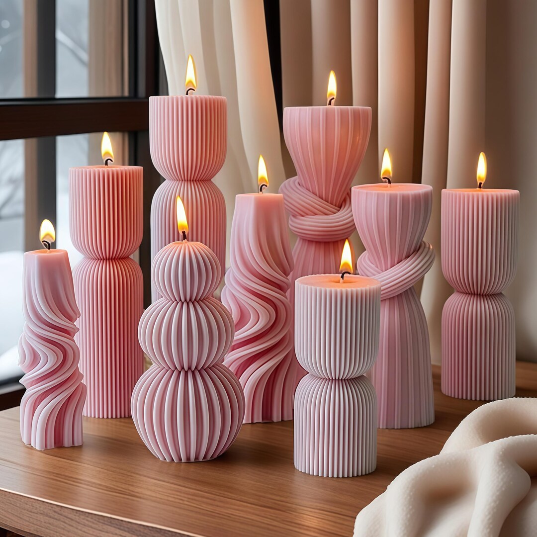 Nordic Pillar Candle Silicone Mold-hourglass Shaped Candle Mold-ribbed ...