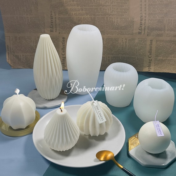 Sphere Candle Silicone Mold-ribbed Candle Mold-geometric Art - Etsy