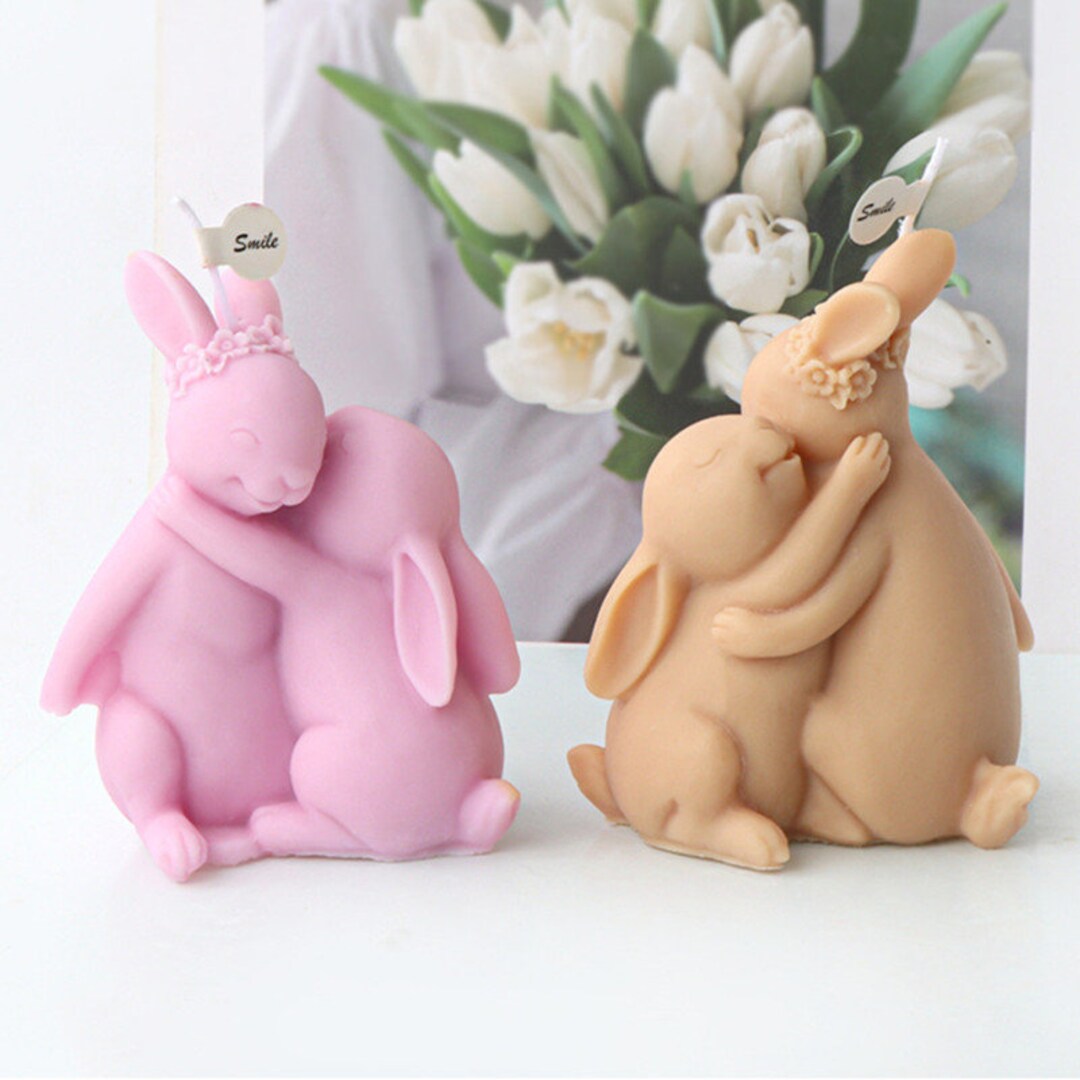 Cute Bunny Rabbit Silicone Mold-rabbit Couple Candle Mold-romantic ...