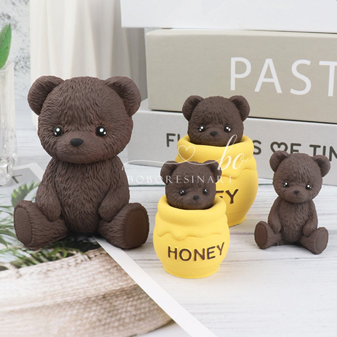 Cartoon Teddy Bear Silicone Resin Mold-bear Honey Jar Mold-teddy Bear ...
