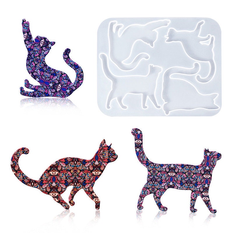 Cute Cat Silicone Mold-cat Brooch Resin Mold-lucky Cat Brooch Mold ...