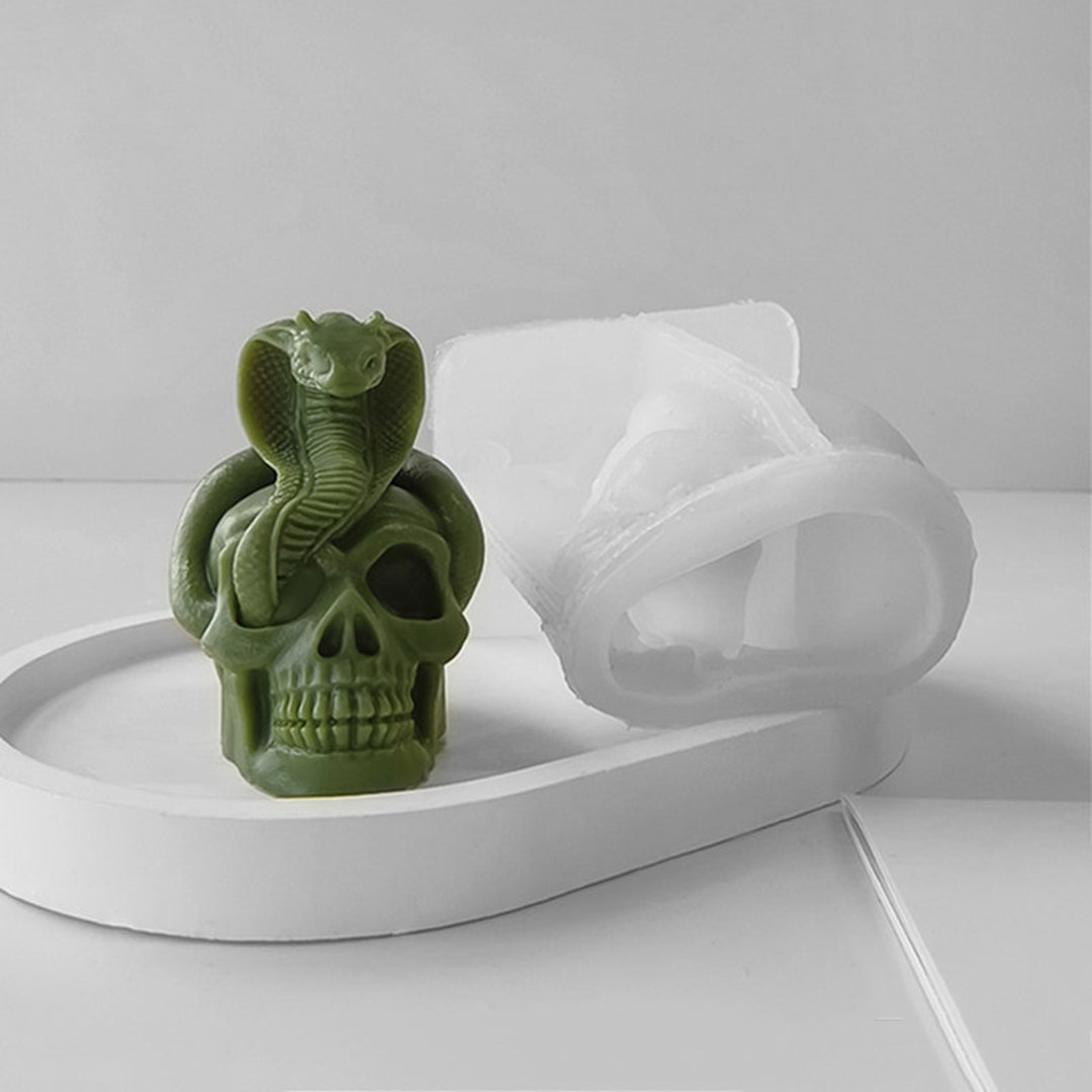 3D Skull Silicone Mold-snake Skull Candle Mold-halloween Skull Candle ...