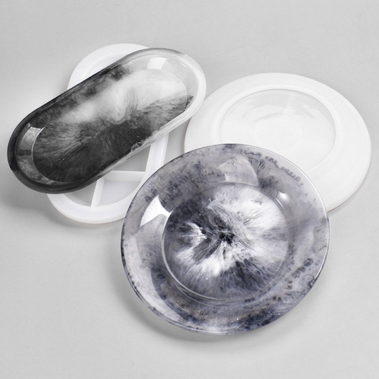 Geometric Dish Silicone Mold-round Trinket Dish Mold-oval Storage Tray ...