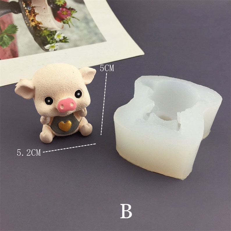 Pig Fondant Silicone Mold-happy Pig Chocolate Mold-cute Piggy Resin ...