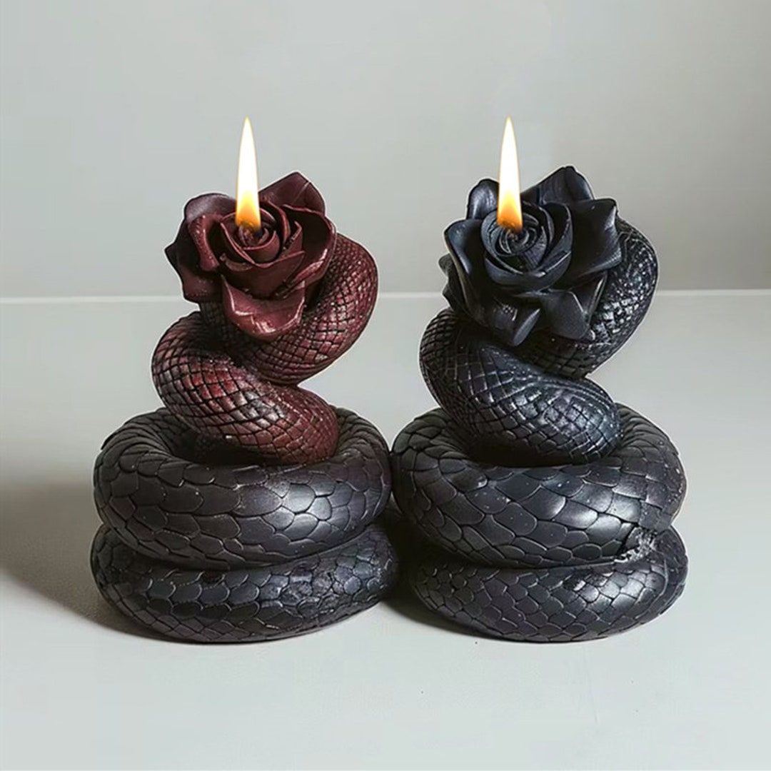3D Snake Candle Silicone Mold-snake Rose Candle Mold-halloween Snake ...