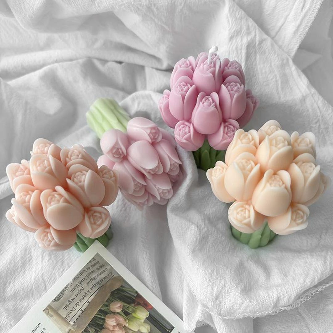 3D Tulip Flower Candle Mold-tulip Bouquet Resin Mold-flower Candle ...