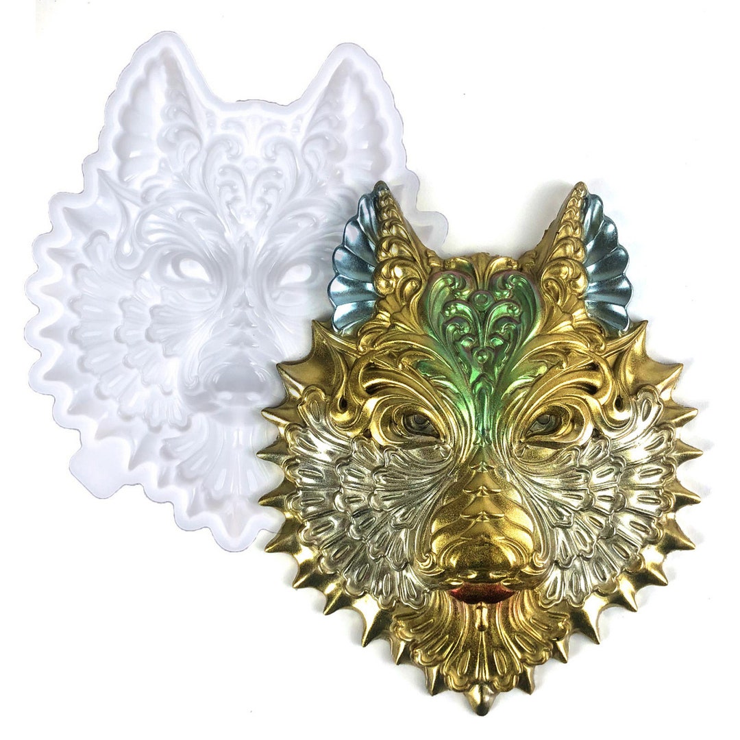 Embossed Wolf Silicone Mold-wolf Head Resin Mold-animal Head Mold-wolf ...