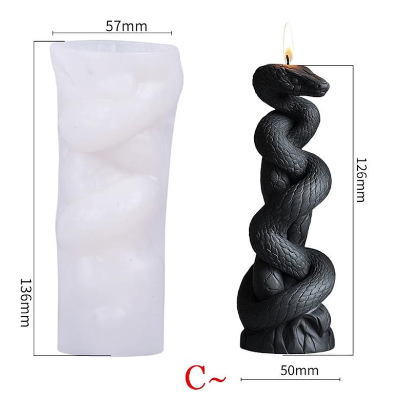 Rose Snake Candle Silicone Mold-snake Pillar Candle Mold-spirit Snake ...