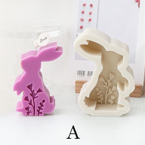 Forest Rabbit Silicone Mold-flower Rabbit Candle Mold-cute Rabbit ...