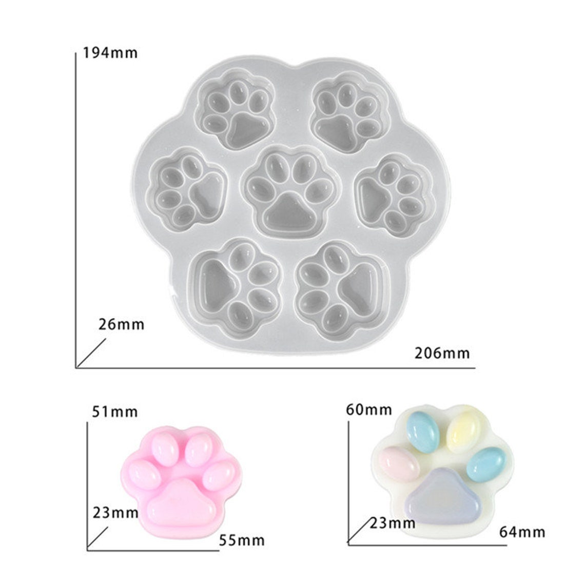 Cat Paw Resin Silicone Mold-cute Cat Paw Keychain Mold-animal Paw Print ...