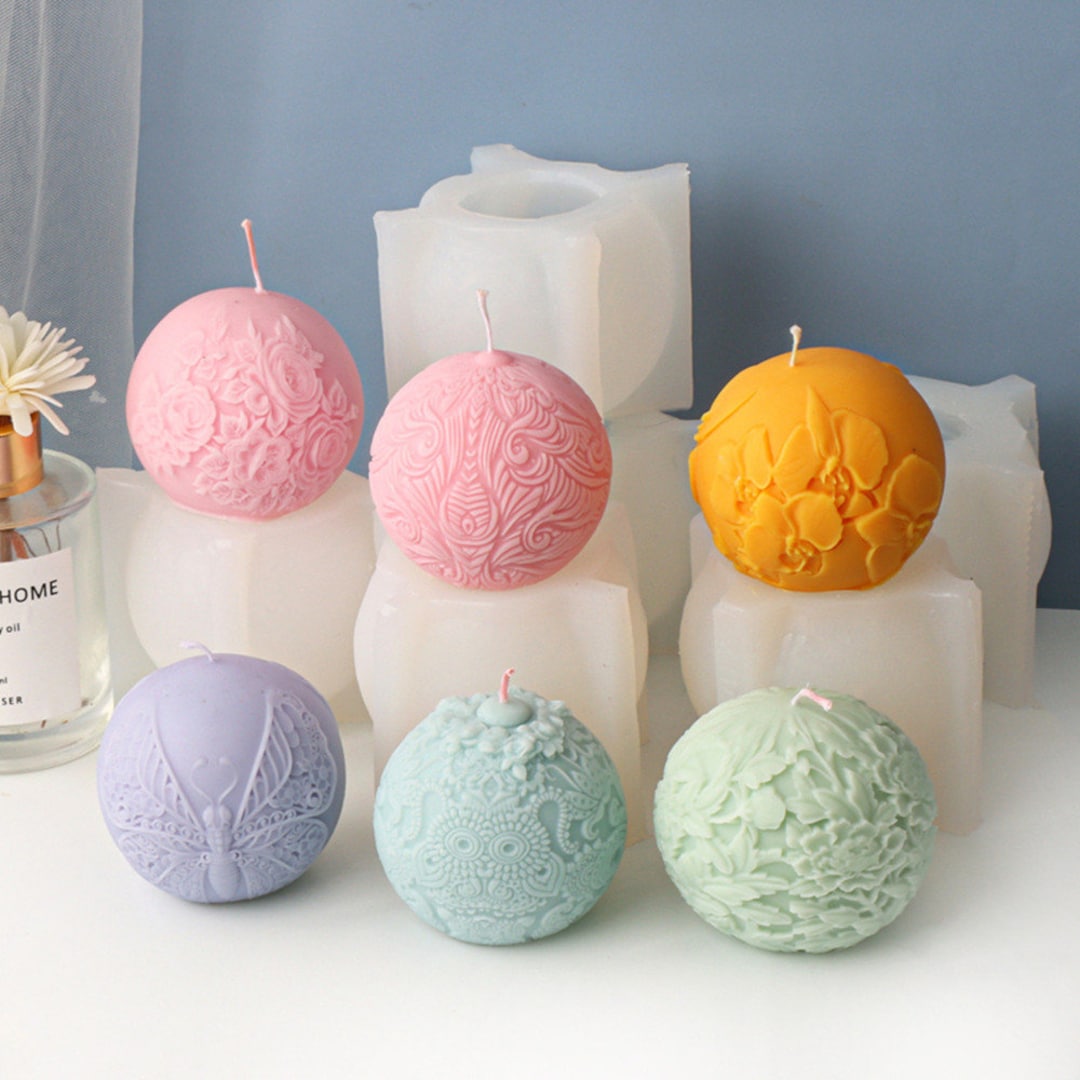 Flower Ball Candle Silicone Mold-rose Peony Orchid Flower Candle Mold ...