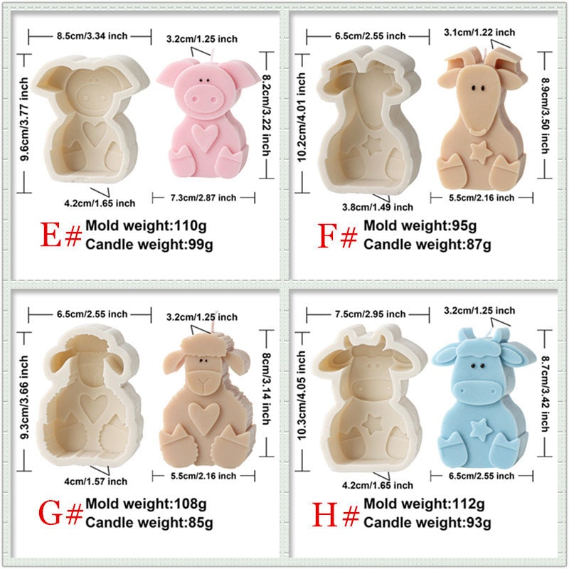 20 Styles Animal Silicone Mold-cartoon Animal Candle Mold-chicken ...