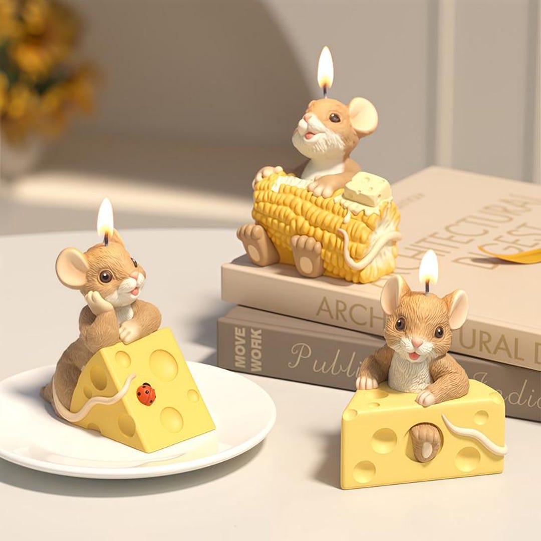 3D Mouse Candle Silicone Mold-mouse Cheese Candle Mold-cartoon Mouse ...