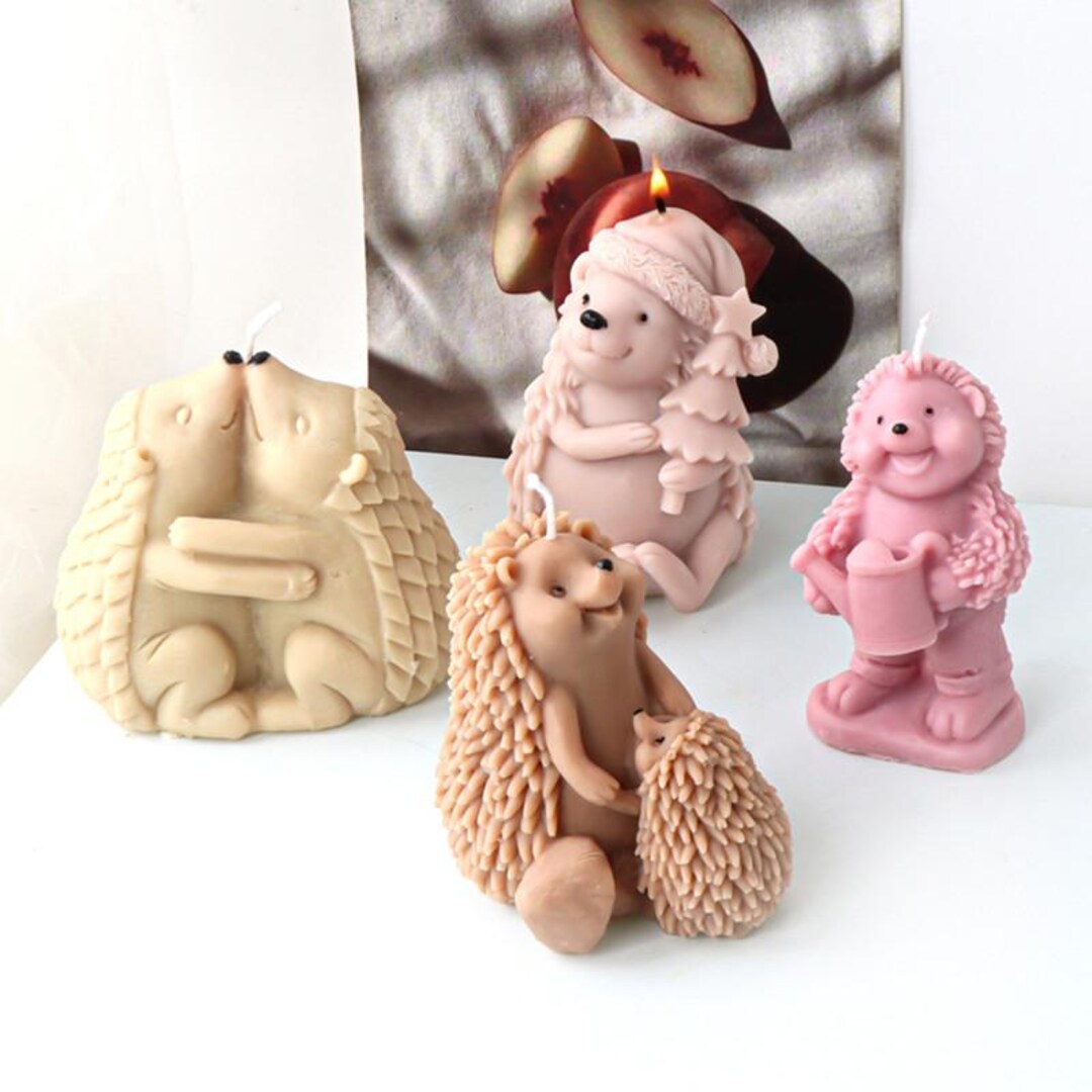 3D Hedgehog Silicone Mold-couple Hedgehog Candle Mold-christmas ...