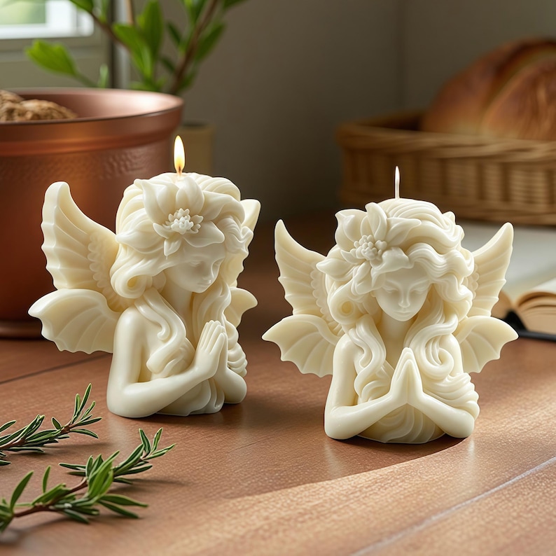 3D Flower Fairy Silicone Mold-praying Angel Candle Mold-fantasy Elf ...