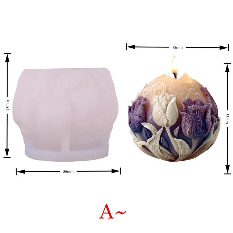Crescent Sphere Candle Silicone Mold-flower Ball Candle Mold-crescent ...