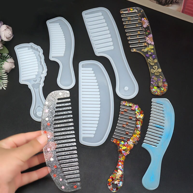 4 Styles Comb Silicone Mold-hair Comb Resin Mold-floral Comb Resin Mold ...