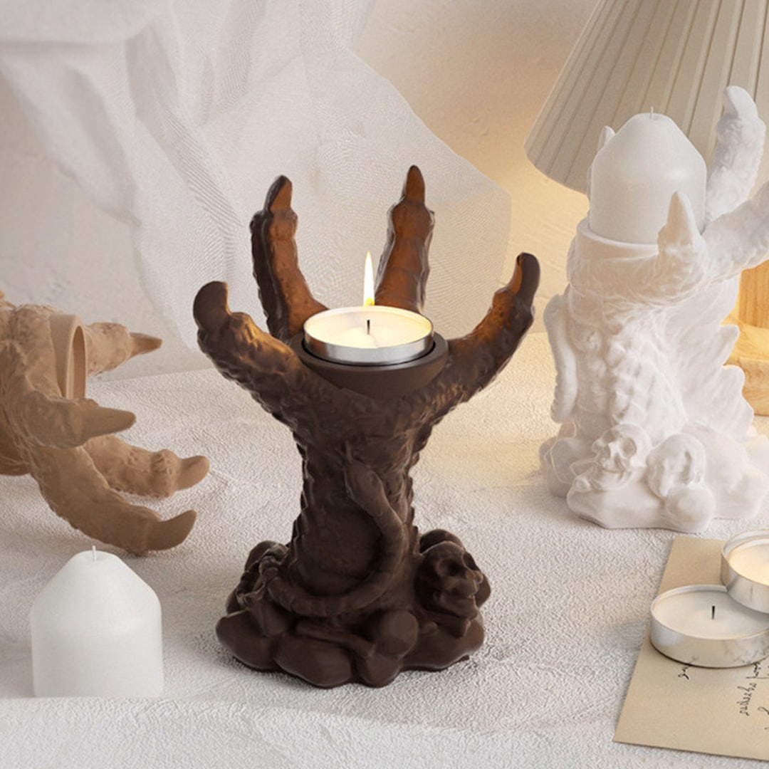 Dragon Claw Candlestick Mold-halloween Tealight Holder Mold-concrete ...
