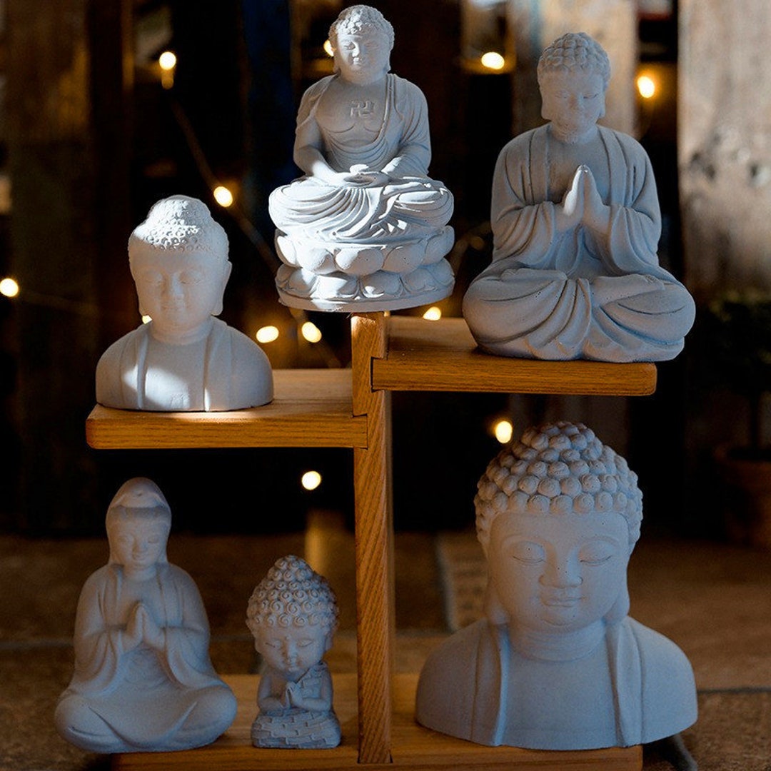 6 Styles Buddha Statue Silicone Mold-buddha Head Candle Mold-cement ...