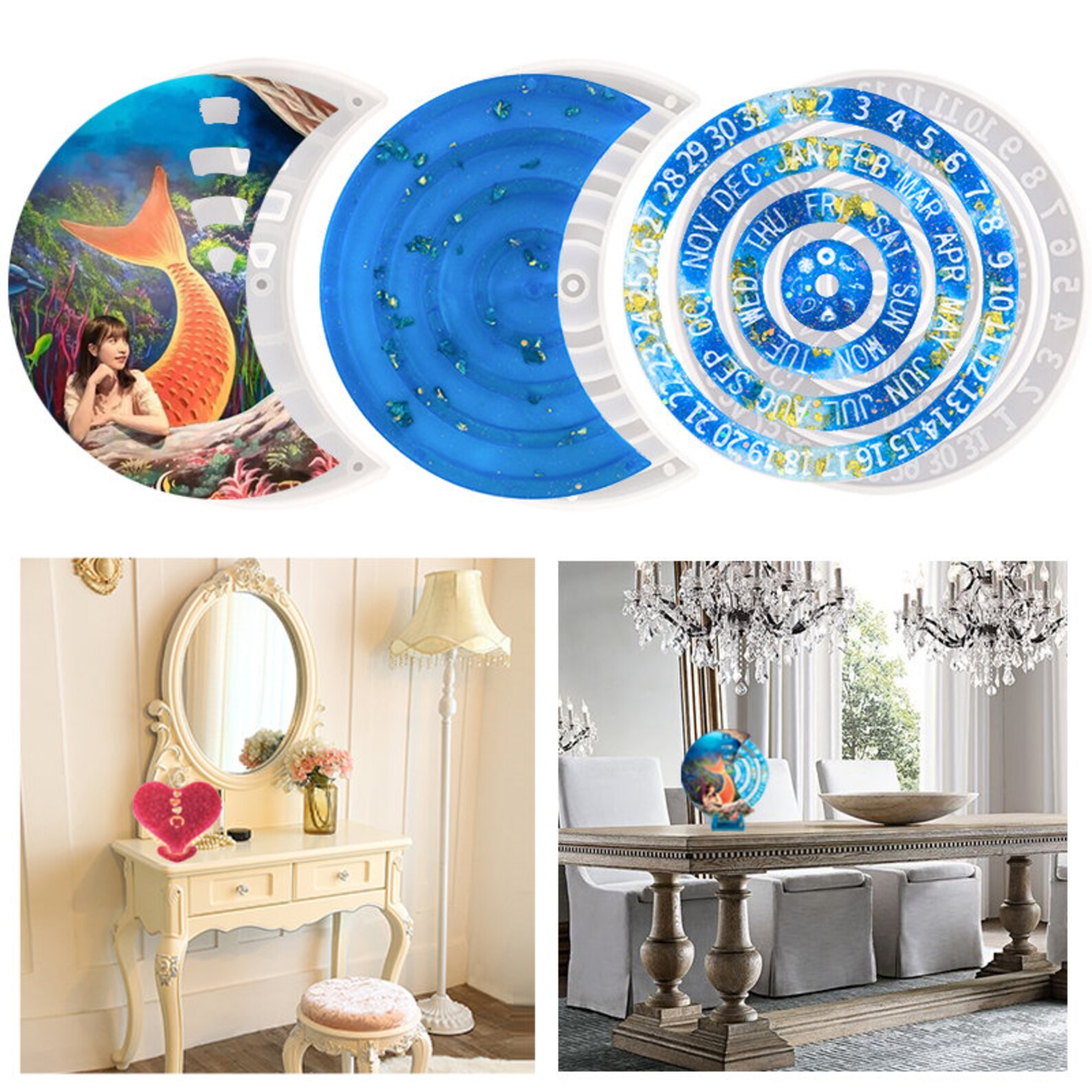 Moon Perpetual Calendar Mold-round Calendar Resin Mold-heart - Etsy