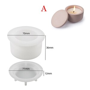 Round Square Box Silicone Mold-candle Jar Mold With Lid-concrete Candle ...