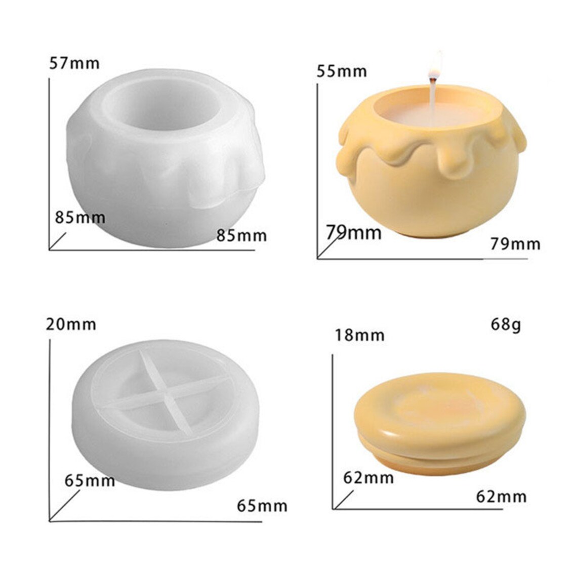 Small Honey Jar Silicone Mold-honey Pot Mold With Lid-concrete Candle ...