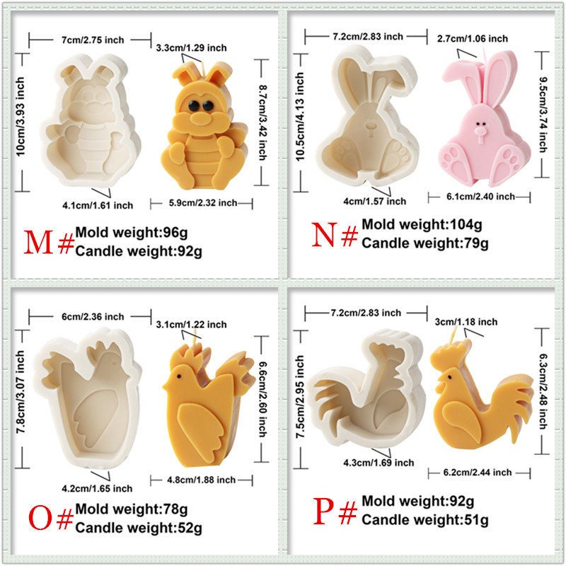 20 Styles Animal Silicone Mold-cartoon Animal Candle Mold-chicken ...