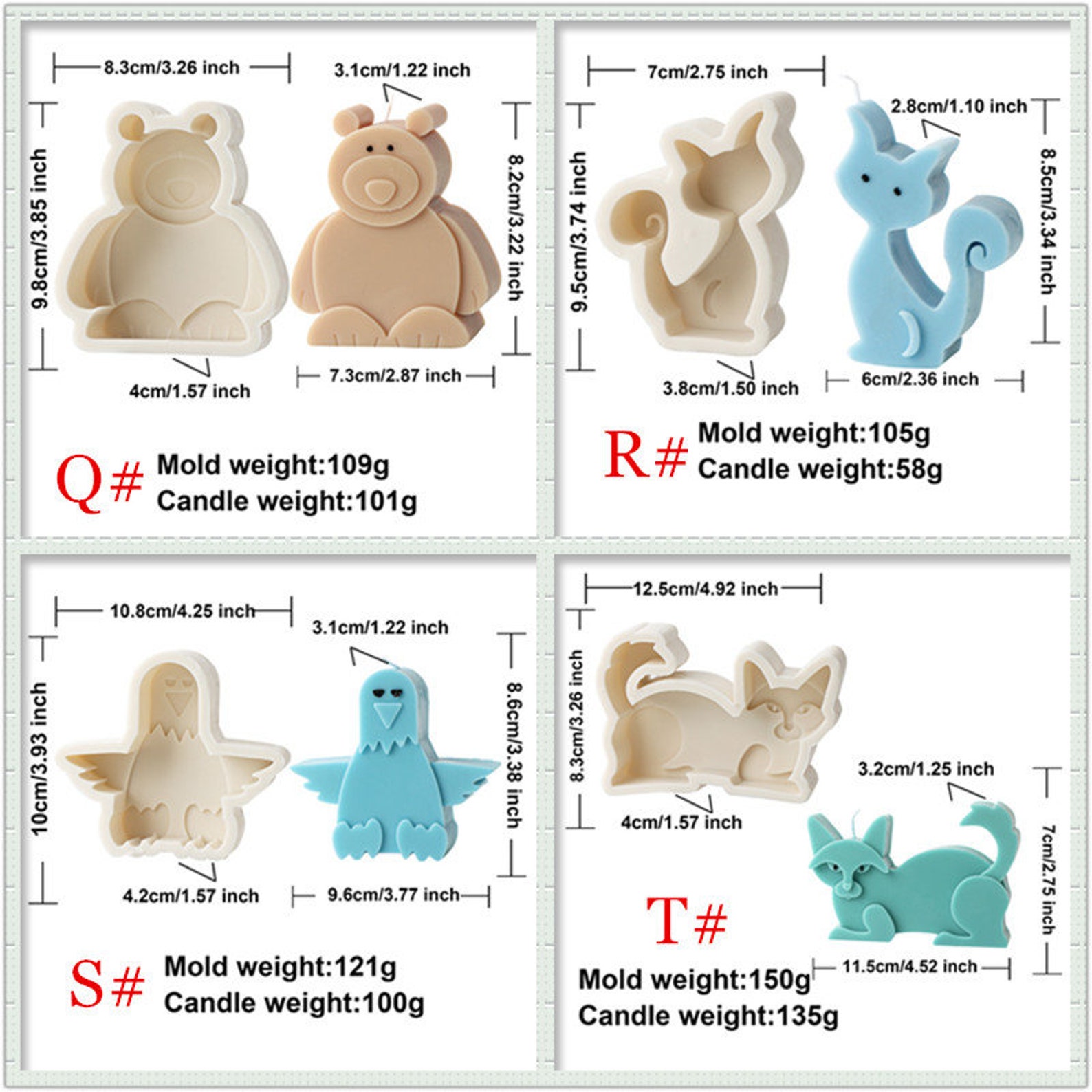 20 Styles Animal Silicone Mold-cartoon Animal Candle Mold-chicken ...