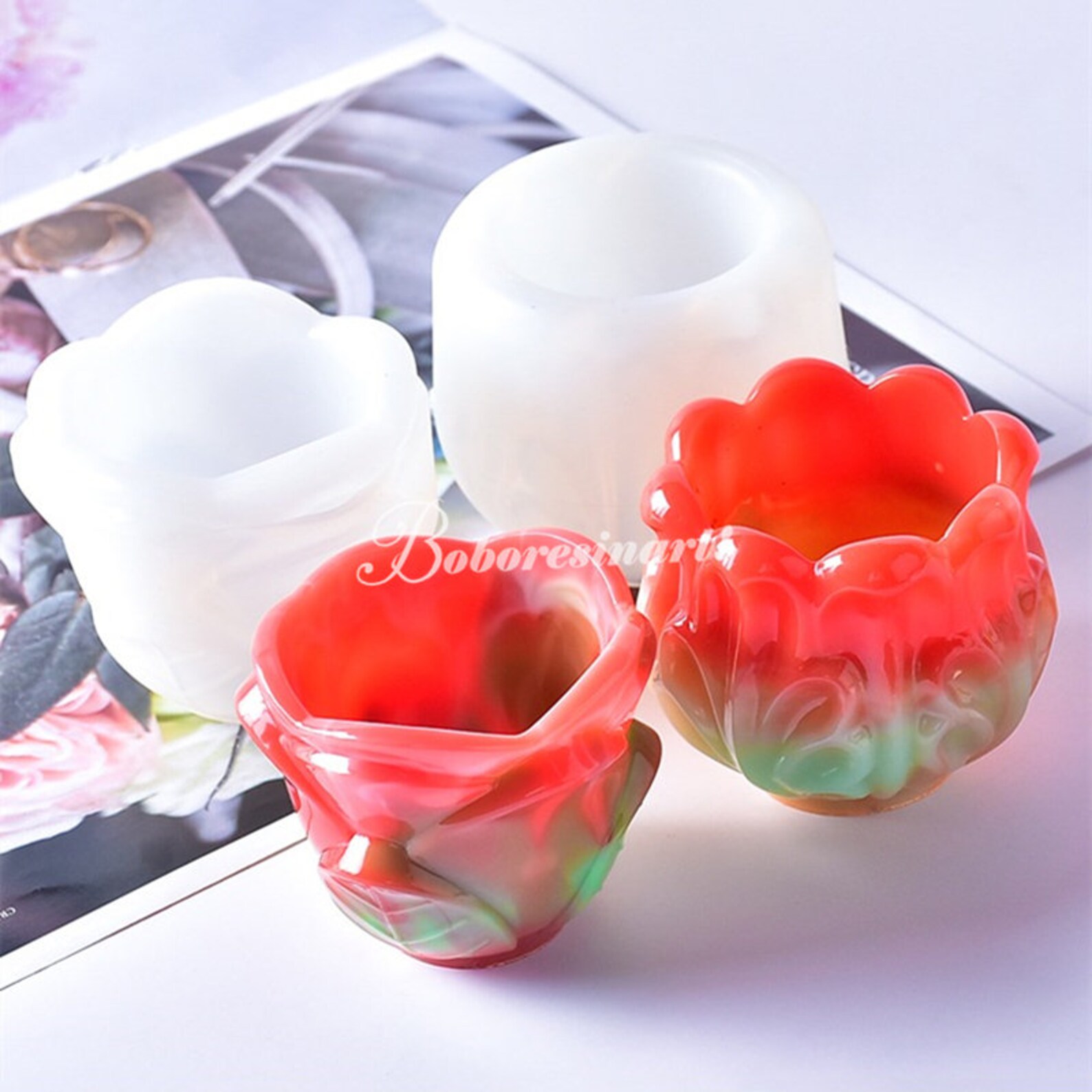 Crystal Tulip Cup Resin Mold-tulip Candle Holder Mold-rose Cup - Etsy