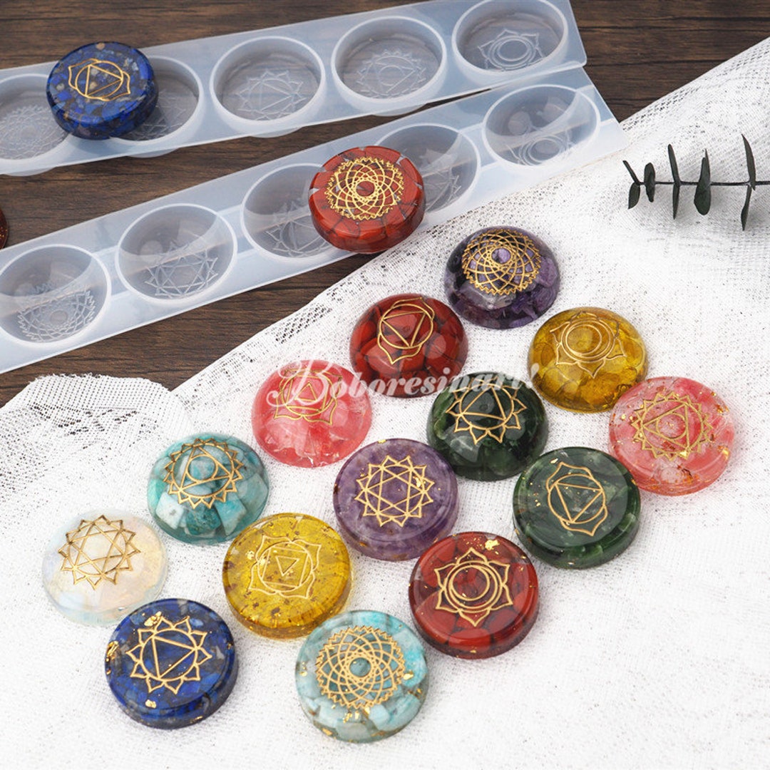 Chakra Stone Silicone Mold-7 Chakra Stones Resin Mold-round Stone Mold ...