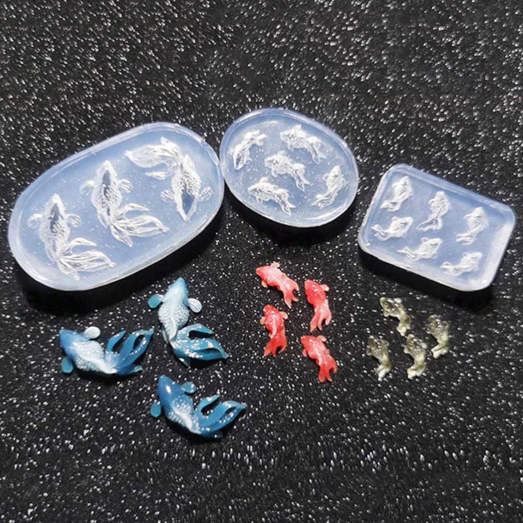3 Styles Miniature Fish Silicone Mold-cute Goldfish Resin Mold-koi Fish ...