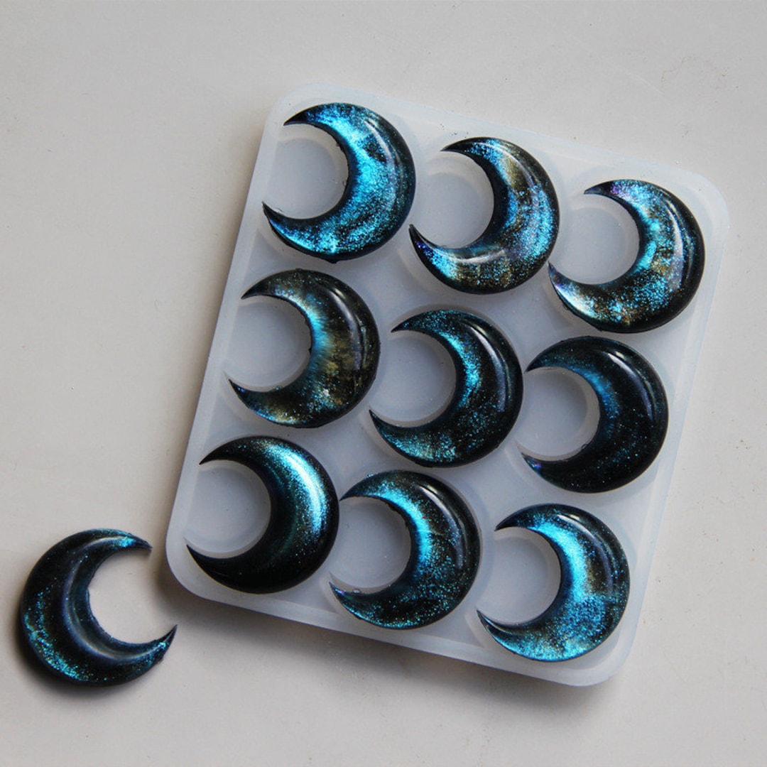 Shiny Moon Silicone Mold-crescent Moon Earrings Resin Mold-moon ...