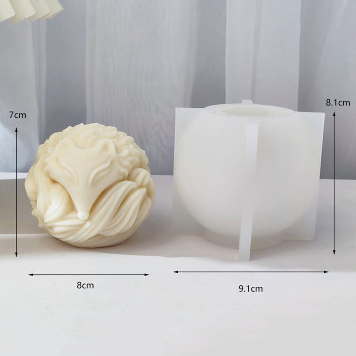 Fox Candle Silicone Mold-sleeping Fox Candle Mold-round Ball Candle ...