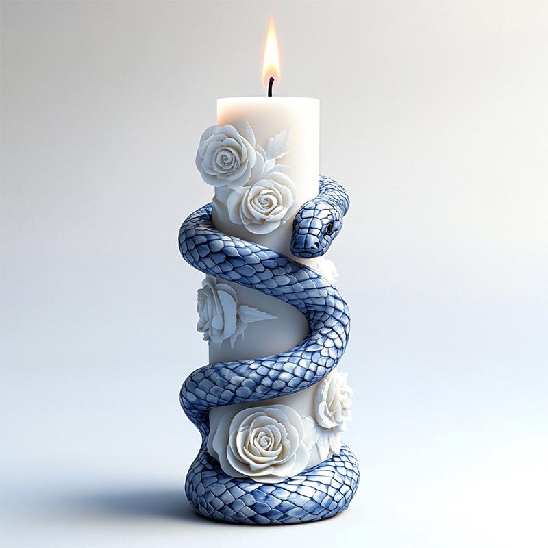 Rose Snake Candle Silicone Mold-snake Pillar Candle Mold-spirit Snake ...