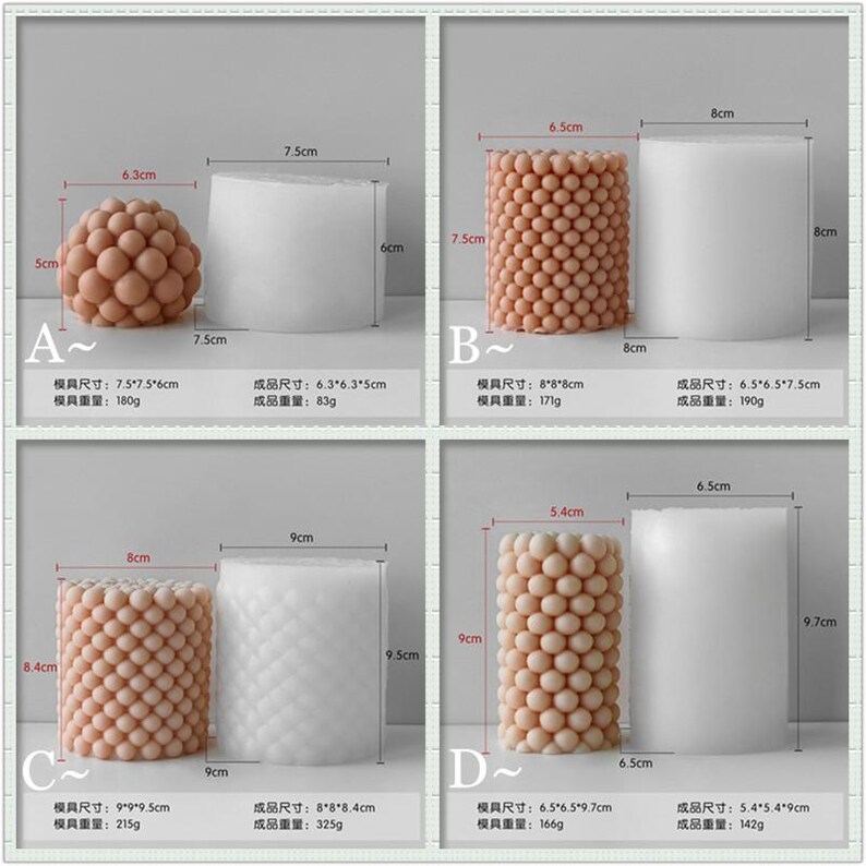 Bubble Ball Candle Silicone Mold-honeycomb Pillar Candle Mold-cylinder ...